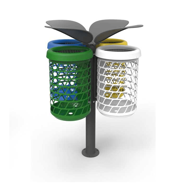 Metal street trash bin with modern design - Smits.ae